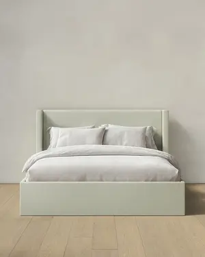 Quince 100% Linen Wingback Bed Silver