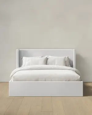 Quince 100% Linen Wingback Bed White