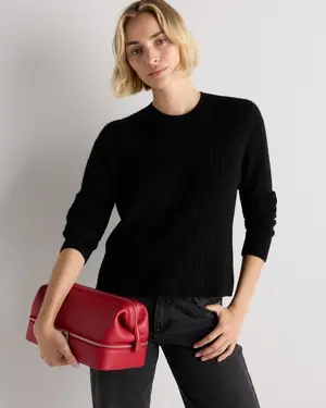 Quince Italian Leather Dual Compartment Toiletry Bag - Ruby Red