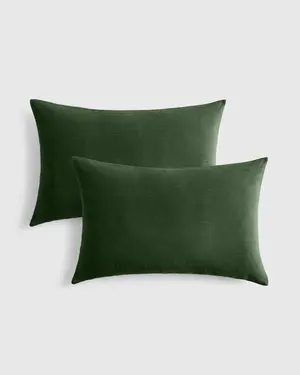 Quince Corduroy Cotton Velvet Pillow Cover - Pine
