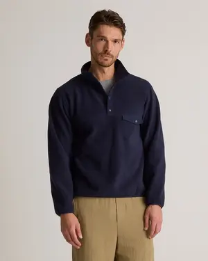 Quince Polar Fleece Snap Pullover - Deep Navy