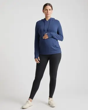 Quince Supersoft Fleece Maternity & Nursing Hoodie - Navy