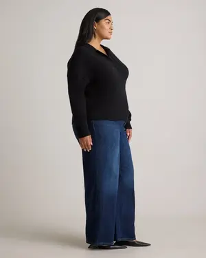 Quince Mongolian Cashmere Polo Sweater - Black