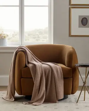 Quince Ribbed Knit Cashmere Throw - Oatmeal