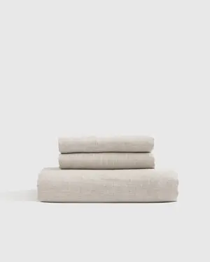 Quince European Linen Chambray Fitted Sheet Set - Natural