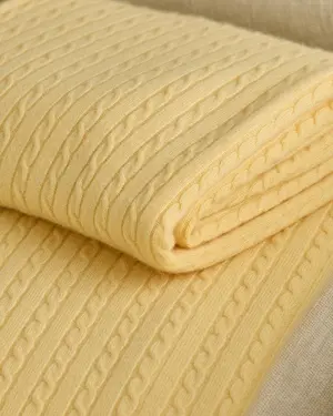 Quince Cable Knit Cashmere Throw - Limoncello