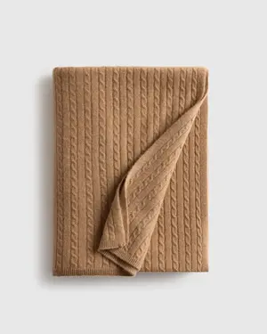 Quince Cable Knit Cashmere Throw - Teak