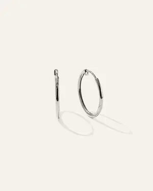 Quince 14k Gold Classic Hoop Earrings - White Gold