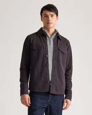 Quince Cotton Pique Knit Overshirt - Black