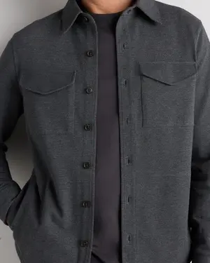 Quince Cotton Pique Knit Overshirt - Heather Charcoal