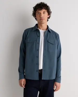 Quince Cotton Pique Knit Overshirt - Ocean