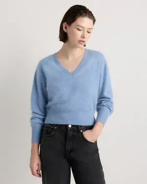Quince Brushed Cashmere Sweater - Faded Denim
