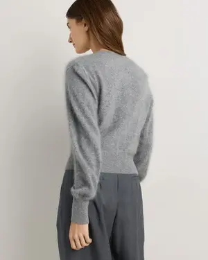 Quince Brushed Cashmere Shrunken V-neck Sweater - Heather Grey