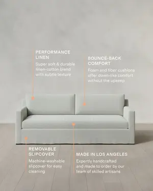 Quince Ellery Slipcover Sofa In Performance Linen - Silver