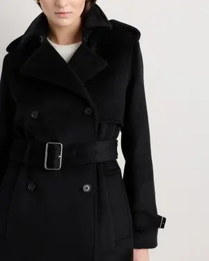 Quince 100% Mongolian Cashmere Trench Coat - Black