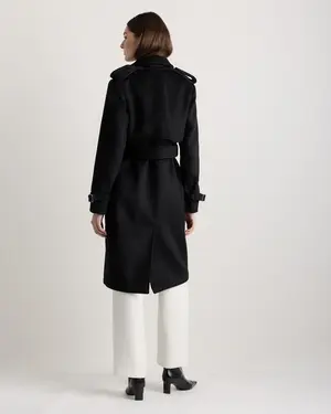 Quince 100% Mongolian Cashmere Trench Coat - Black