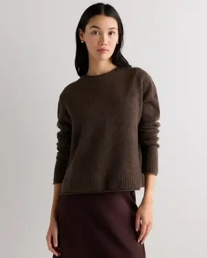 Quince Boxy Crewneck Mongolian Cashmere Sweater - Brown