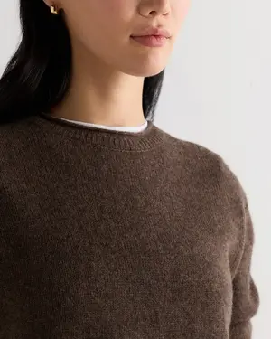 Quince Boxy Crewneck Mongolian Cashmere Sweater - Brown