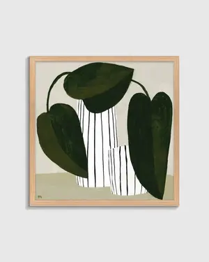 Quince Two Striped Vases Marco Marella, Wood Frame - Oak