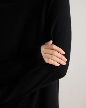 Quince Mongolian Cashmere Turtleneck Sweater Dress - Black