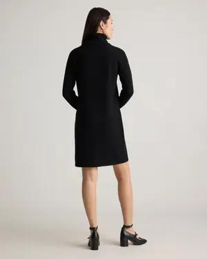 Quince Mongolian Cashmere Turtleneck Sweater Dress - Black