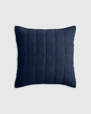 Quince European Linen Box Quilted Sham - Navy