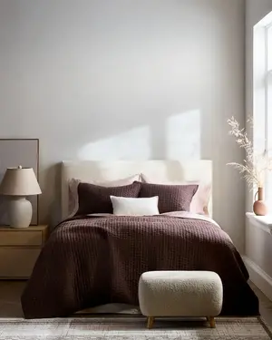 Quince European Linen Cotton Stitch Quilt Set - Espresso