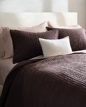 Quince European Linen Cotton Stitch Quilt Set - Espresso