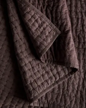 Quince European Linen Cotton Stitch Quilt Set - Espresso