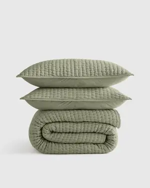 Quince European Linen Cotton Stitch Quilt Set Willowleaf