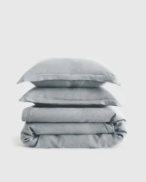 Quince European Linen Double Flange Duvet Cover Set - Mist