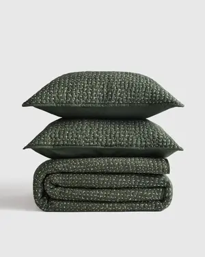 Quince Hand Stitched Quilt Set - Pine