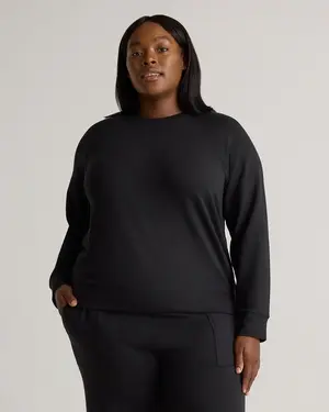 Quince Supersoft Fleece Crewneck Sweatshirt - Black