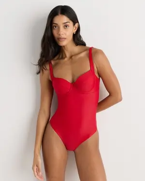 Quince Italian Underwire One-Piece Swimsuit Cherry