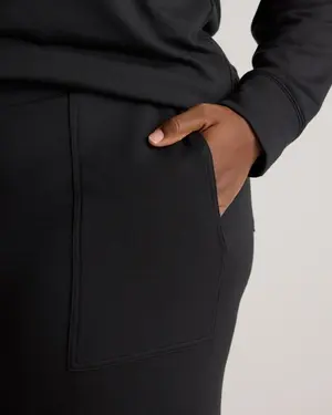 Quince Supersoft Fleece Cropped Wide Leg Pants - Black