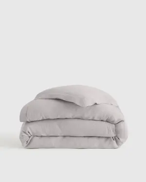Quince European Linen Double Flange Duvet Cover - Light Grey
