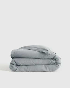 Quince European Linen Double Flange Duvet Cover - Mist