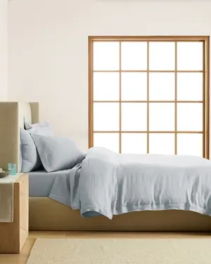 Quince European Linen Double Flange Duvet Cover - Mist