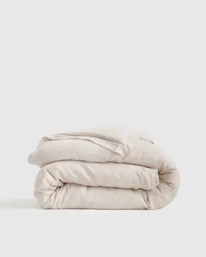 Quince European Linen Double Flange Duvet Cover Sand