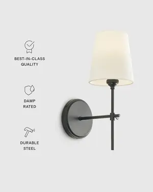 Quince Linear Steel Sconce With Linen Shade