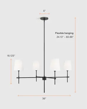 Quince Linear Steel Chandelier With Linen Shades