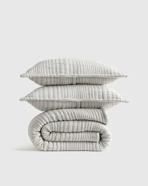 Quince Channel Stitch Coverlet Set Cloud