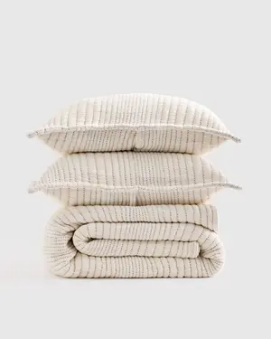 Quince Channel Stitch Coverlet Set - Undyed
