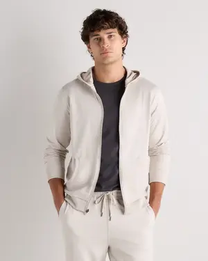Quince Flowknit Performance Full-zip Chest Pocket Hoodie - Solid Chalk