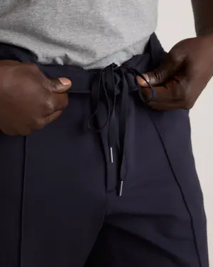 Quince Stretch Knit Pintuck Trousers - Navy