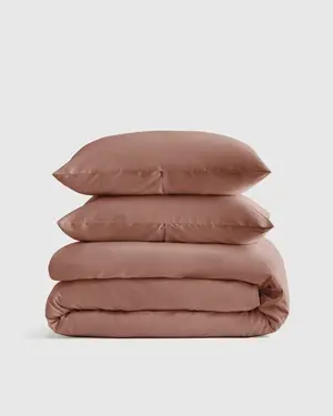 Quince Luxury Organic Sateen Duvet Cover Set - Clay