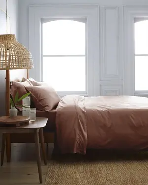 Quince Luxury Organic Sateen Duvet Cover Set - Clay