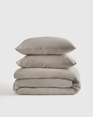 Quince Luxury Organic Sateen Duvet Cover Set Light Grey