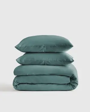 Quince Luxury Organic Sateen Duvet Cover Set - Pine