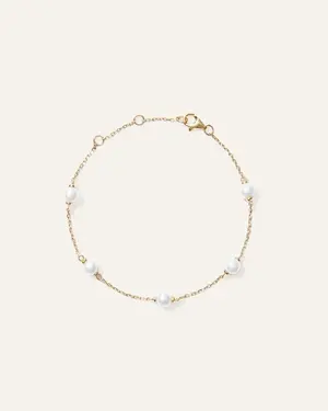 Quince Freshwater Cultured Pearl Station Bracelet - Gold Vermeil